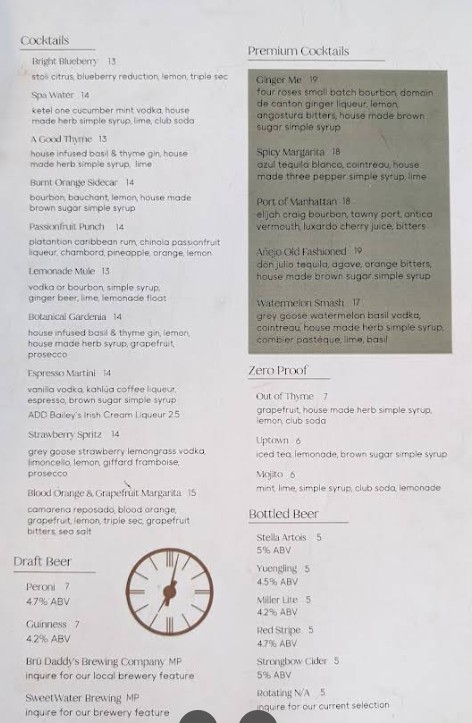 Thyme Rooftop Grille Restaurant Menu – Rooftop Grill & Bar Easton PA