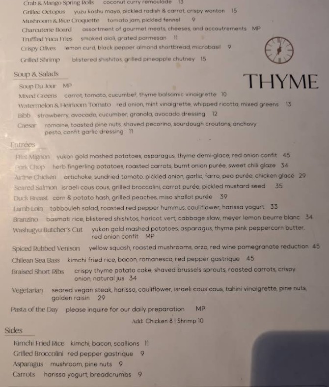 Thyme Rooftop Grille Restaurant Menu – Rooftop Grill & Bar Easton PA